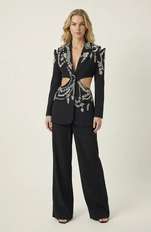MODENAIRE Embellished Cutout Blazer