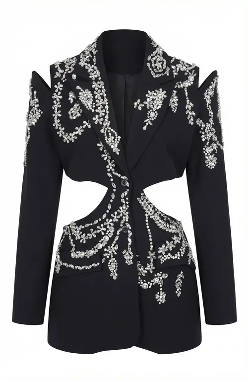 MODENAIRE Embellished Cutout Blazer