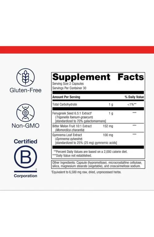 METAGENICS Fenugreek Plus Metabolic Support Supplement 60 Capsules