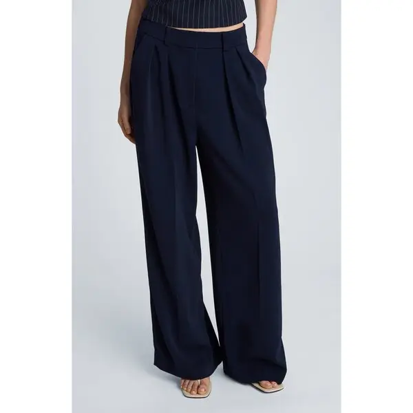 KENNETH COLE Double Pleated High Waist Wide Leg Pants