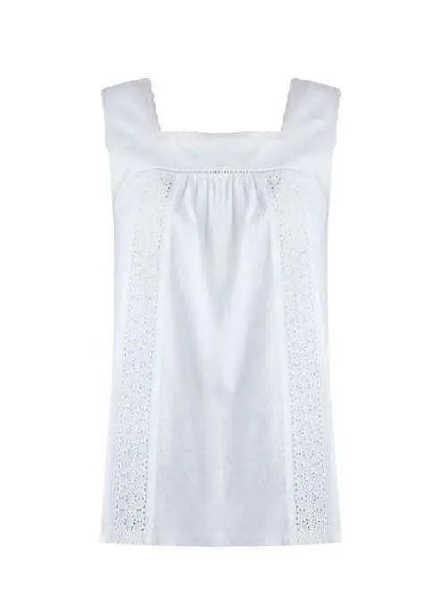 WEIRD FISH Chelle Square Neck Jersey Vest - White