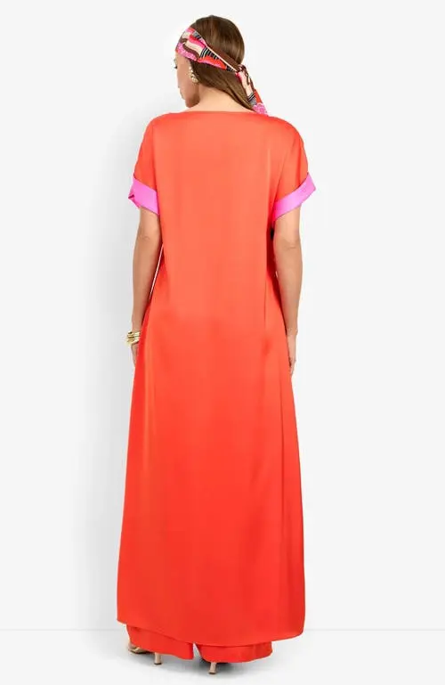 Trina Turk Mattiah Satin Top With Maxi Train