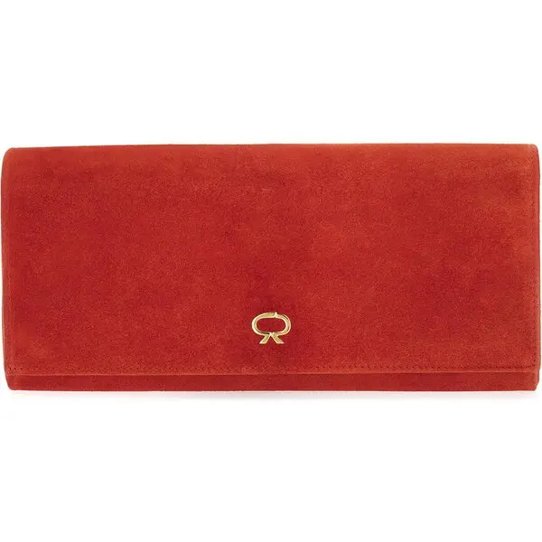 GIANVITO ROSSI Monica Suede Clutch With Ribbon Clasp And Chain Strap - Orange Suede