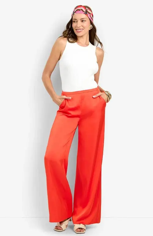 Trina Turk Tavia Wide-leg Satin Pants - Red