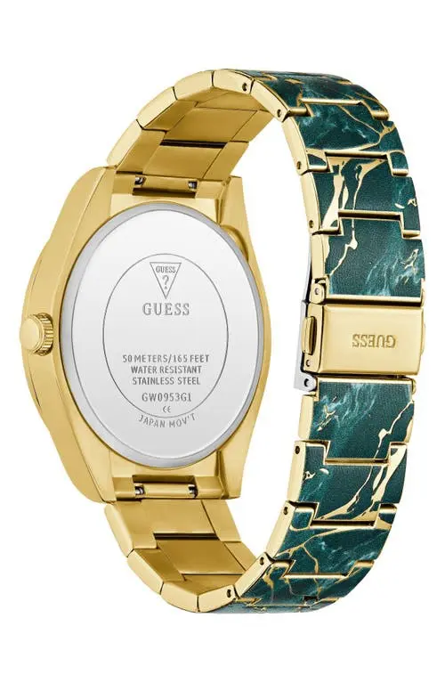 Guess Marbled Multifunction Bracelet Watch - Green Marble