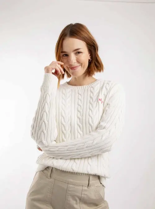 WEIRD FISH Amberise Crew Neck Cable Knit Jumper