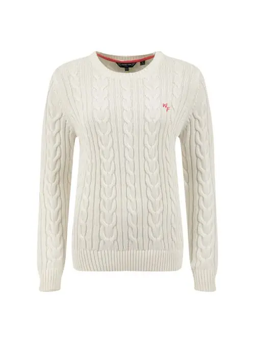 WEIRD FISH Amberise Crew Neck Cable Knit Jumper