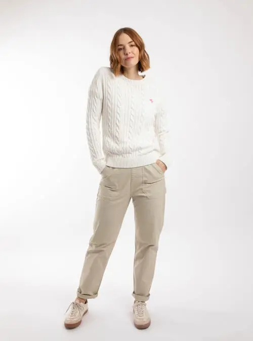 WEIRD FISH Amberise Crew Neck Cable Knit Jumper