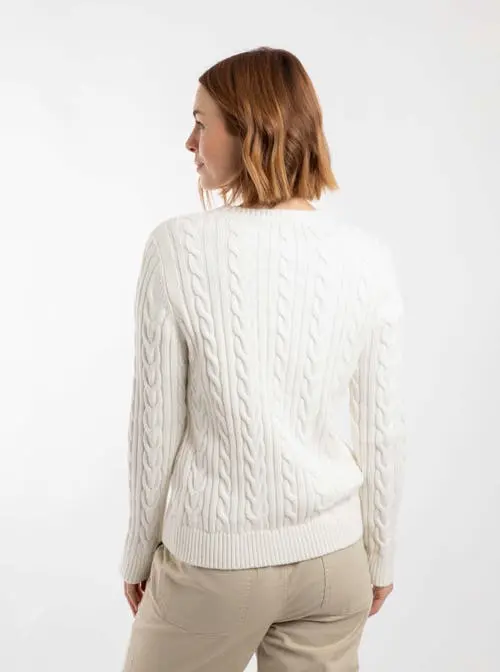 WEIRD FISH Amberise Crew Neck Cable Knit Jumper