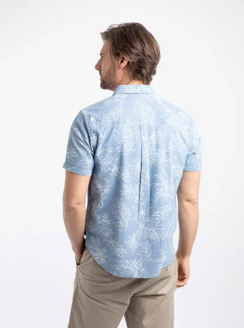 WEIRD FISH Russell Printed Short Sleeve Shirt - Denim