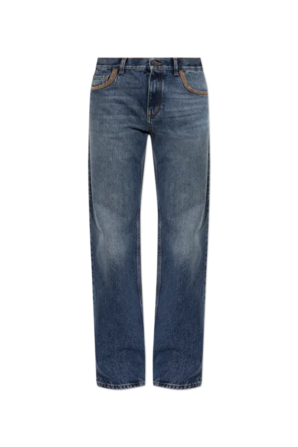 Etro Straight-leg Jeans With Paisley Trim