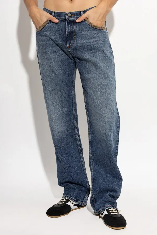 Etro Straight-leg Jeans With Paisley Trim