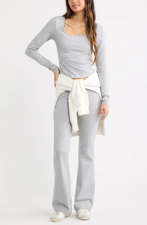 Bp. Scoop Neck Stretch Cotton Long Sleeve Tee - Grey Soft Heather