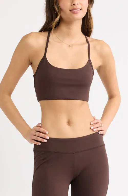 Bp. Stretch Cotton Racerback Bralette - Brown Coffee