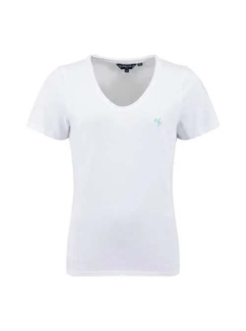 WEIRD FISH Hailey V-neck T-shirt With Slub Texture And Embroidered Logo