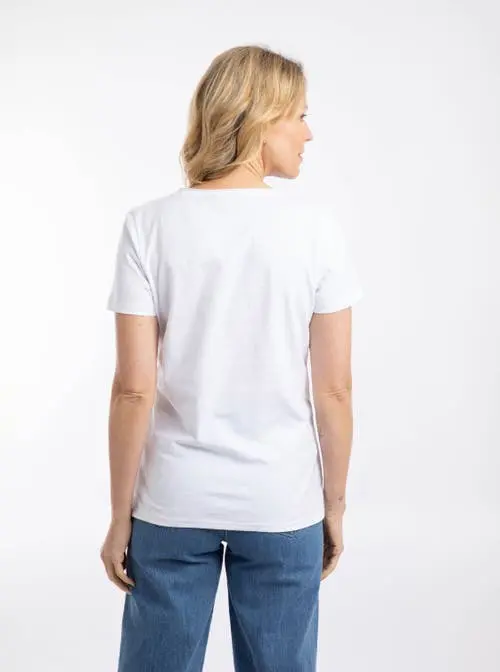 WEIRD FISH Hailey V-neck T-shirt With Slub Texture And Embroidered Logo