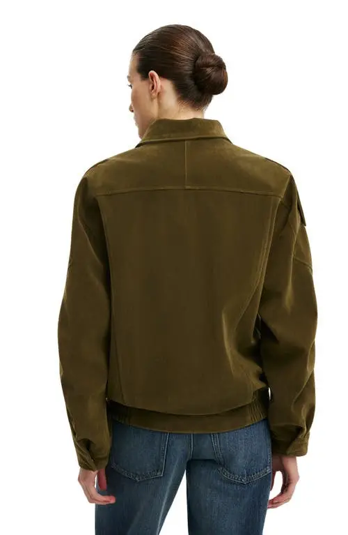 COTTONON Cotton On Faux Suede Biker Jacket With Belted Hem
