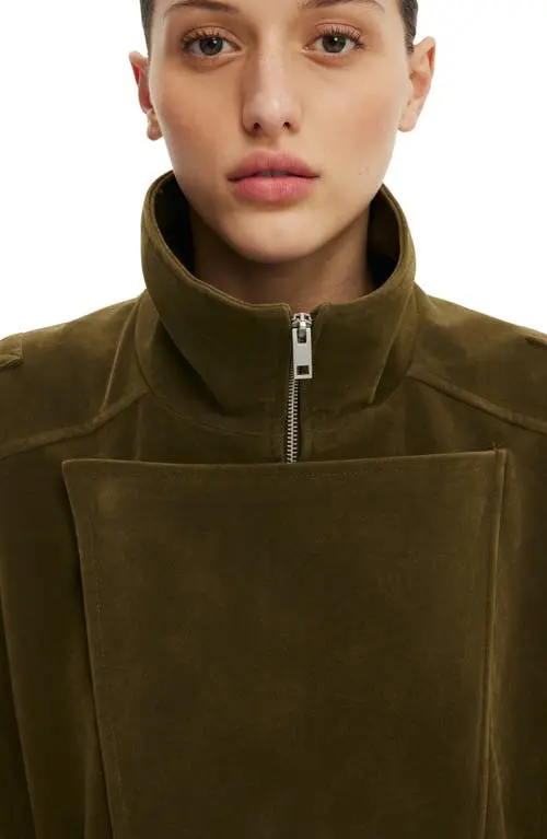 COTTONON Cotton On Faux Suede Biker Jacket With Belted Hem