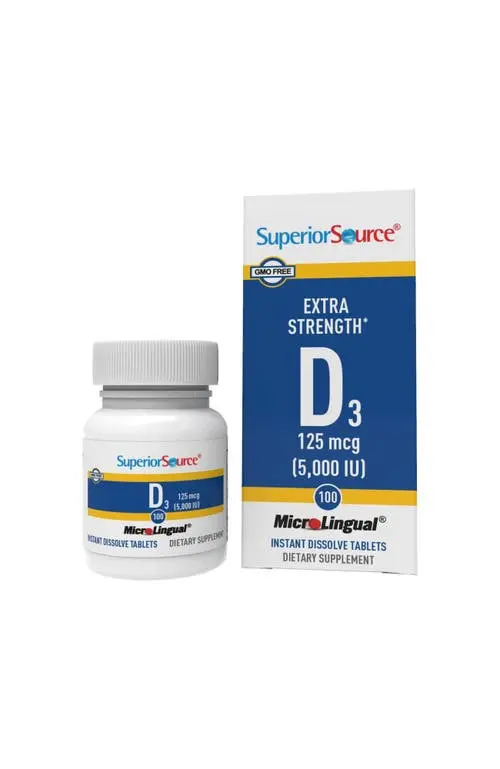 SUPERIOR SOURCE Vitamin D3 Sublingual Dissolving Tablets - White