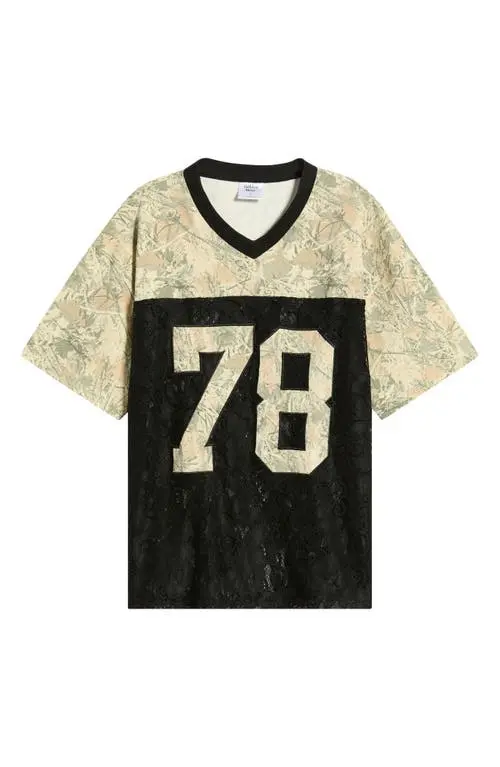 GOLDEN HOUR Camouflage Lace V-neck T-shirt