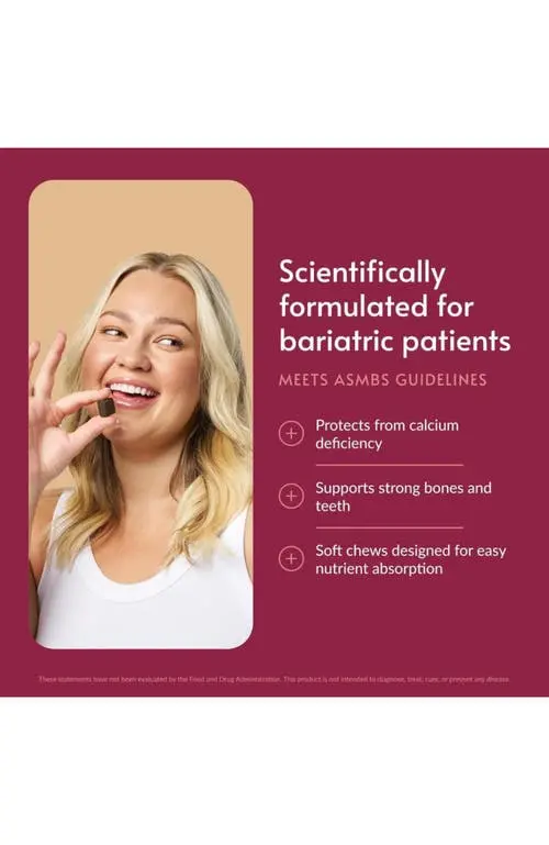 BARIATRIC ADVANTAGE Calcium Citrate Chewy Bites 500 Mg Highly Absorbable Vitamin D3 Supplement 90 Count