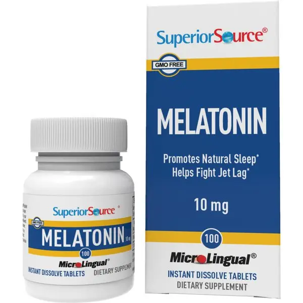 SUPERIOR SOURCE Fast-acting Melatonin Sublingual Dissolving Tablets - White