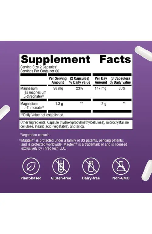 METAGENICS Advanced Magnesium L-threonate Brain Support Capsules 120 Capsules