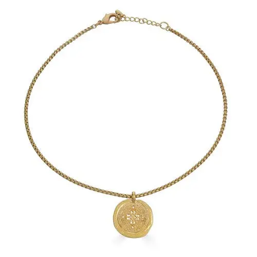 LONI PAUL JEWELRY Filigree Coin Pendant Necklace - Matte Gold