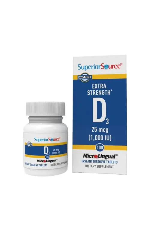 SUPERIOR SOURCE Vitamin D3 Sublingual Dissolving Tablets - White