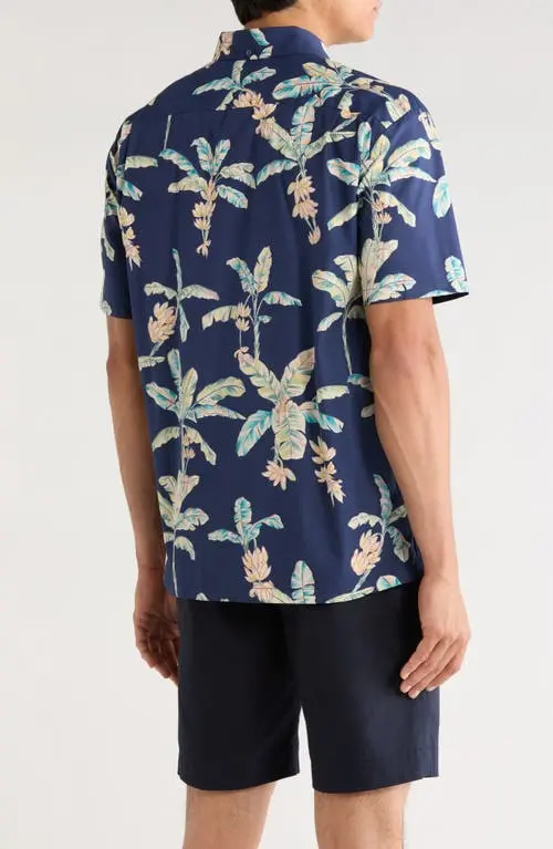 KAHALA Banana Blossoms Cotton Button-down Shirt - Navy