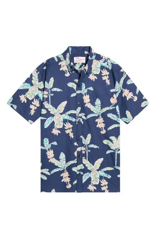 KAHALA Banana Blossoms Cotton Button-down Shirt - Navy