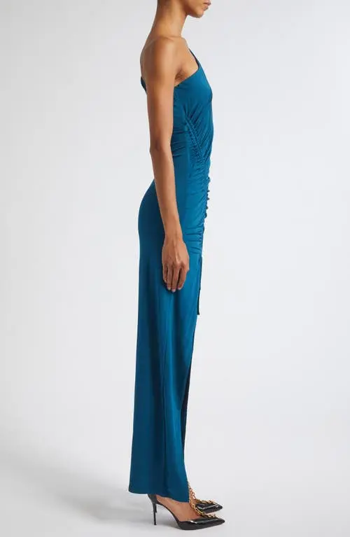 Balmain One-shoulder Draped Jersey Gown