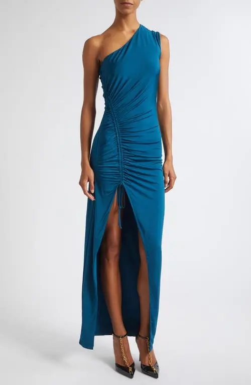 Balmain One-shoulder Draped Jersey Gown