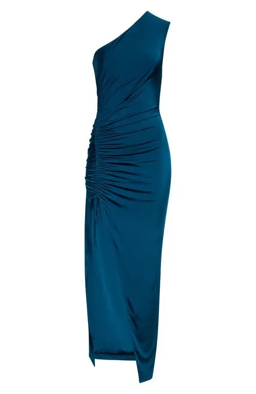 Balmain One-shoulder Draped Jersey Gown
