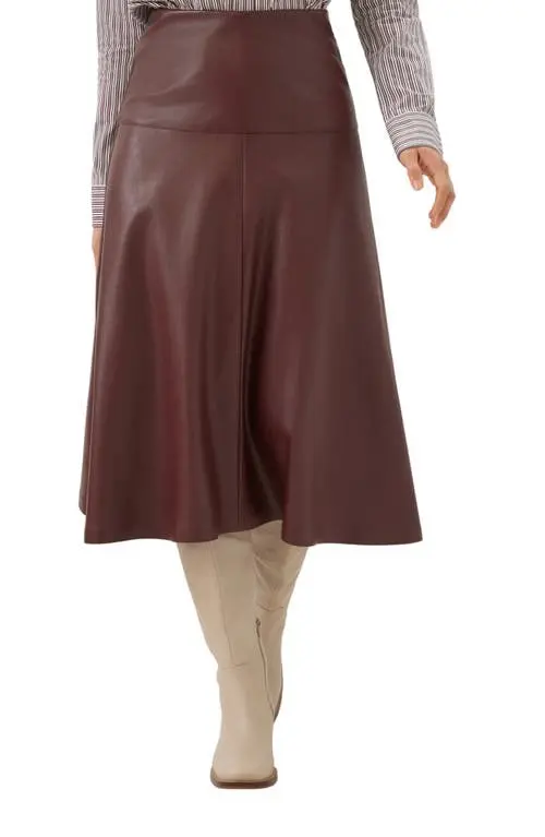 Karen Kane Faux Leather A-line Midi Skirt
