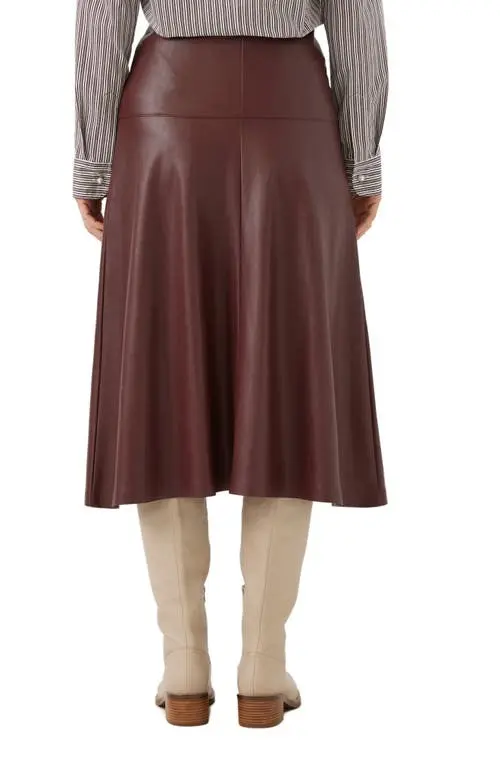 Karen Kane Faux Leather A-line Midi Skirt