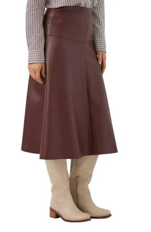 Karen Kane Faux Leather A-line Midi Skirt