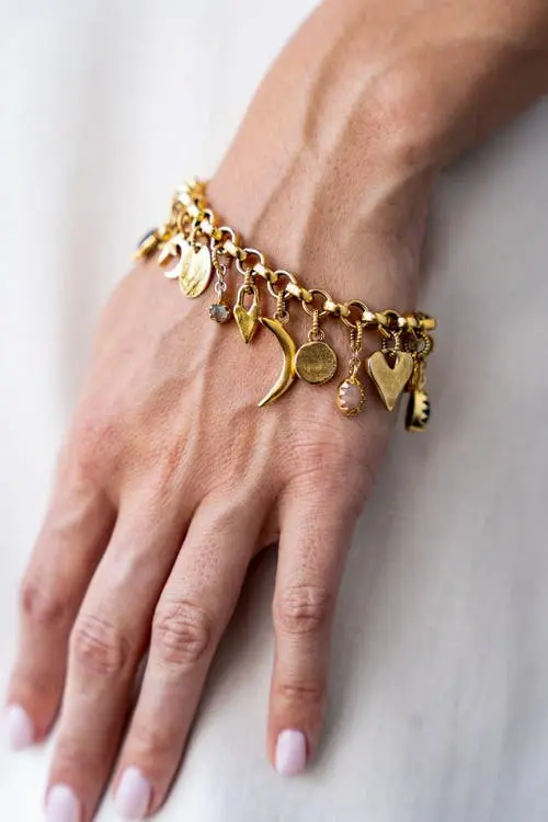 LONI PAUL JEWELRY 14k Over Brass Talisman Charm Bracelet With Gemstones