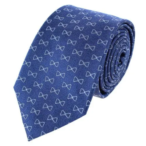 Trafalgar Signature Logo Silk Novelty Necktie - Navy Blue