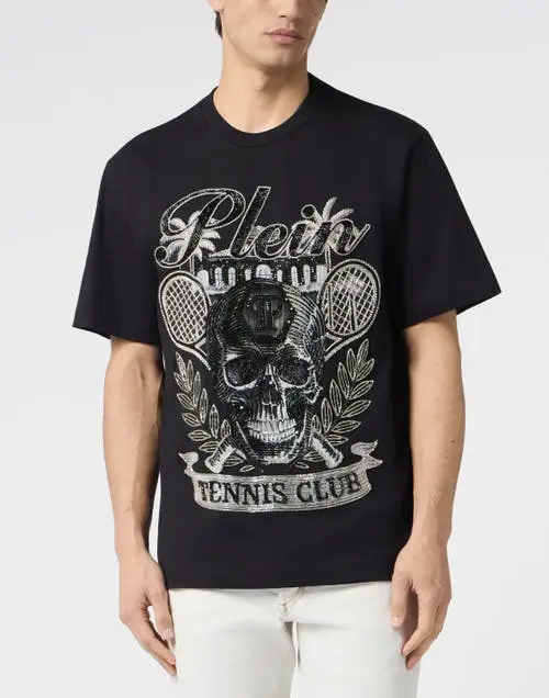 Philipp Plein Round Neck T-shirt Skull Tennis