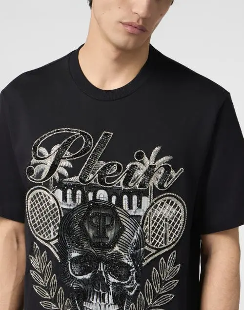 Philipp Plein Round Neck T-shirt Skull Tennis