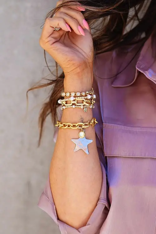 BOWOOD LANE Prescott Two-tone Star Charm Bracelet With Cubic Zirconia