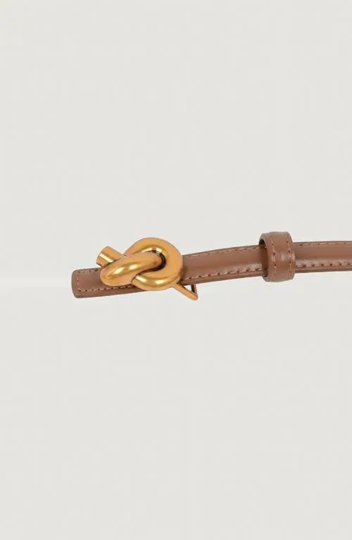 MODENAIRE Knot Buckle Leather Belt - Bronze
