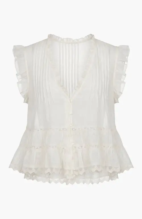 MODENAIRE Sleeveless Pintucked Peplum Blouse