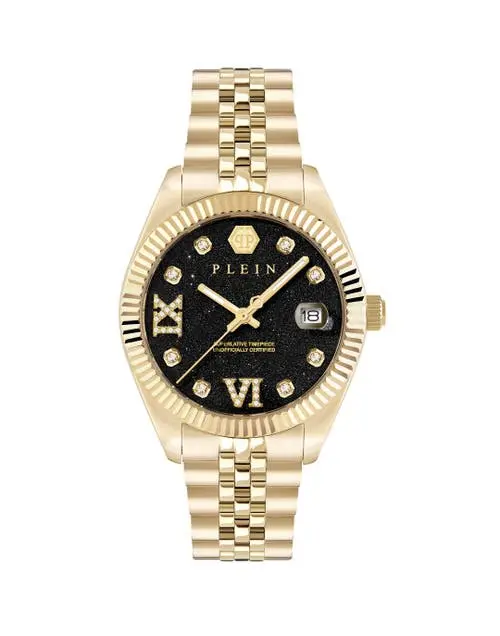 Philipp Plein Tone Stainless Steel Watch With Crystal-set Roman Numerals - Gold