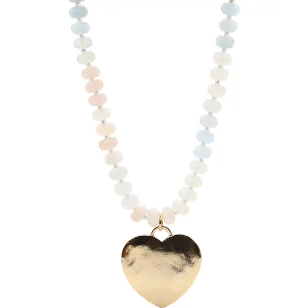 BOWOOD LANE Alani Heart Necklace With Gemstone Beads - Pastel