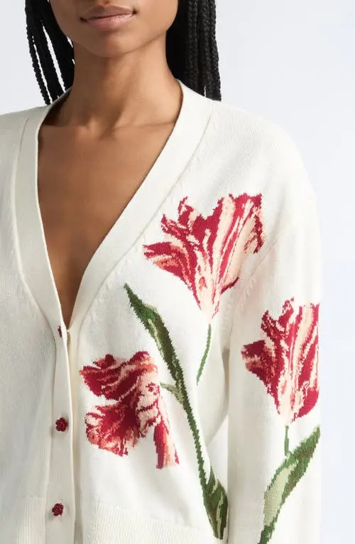 Alice + Olivia Bradley Floral Intarsia Cardigan