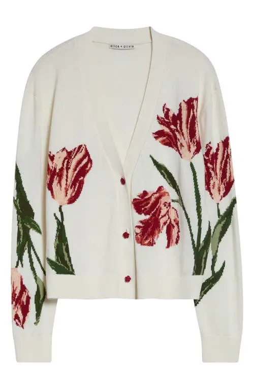 Alice + Olivia Bradley Floral Intarsia Cardigan