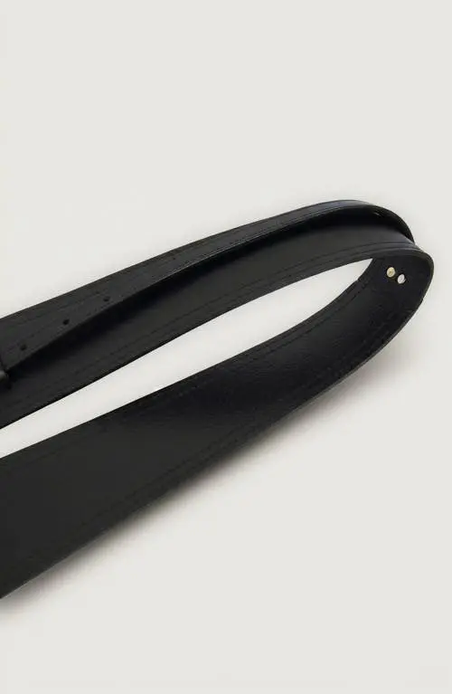 MODENAIRE Wide Leather Waist Belt With Layered Strap And Gold Tone Buckle - Black