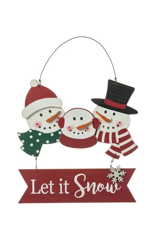 GLITZHOME Wooden Christmas Snowman Family Wall Decor